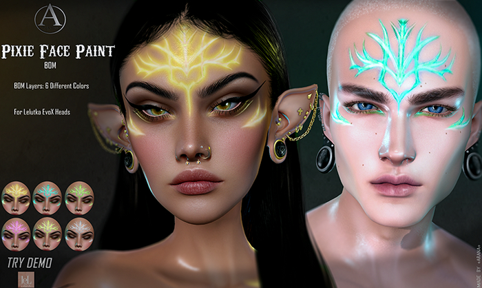 Second Life Marketplace - +ARANA+ Pixie Face Paint - EvoX BOM